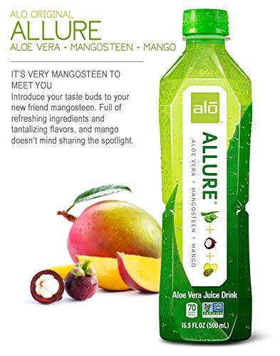 ALO Aloe Vera Juice Drink - Allure Mangosteen + Mango, 16.9 fl oz (Pack of 12) - Refreshing ...