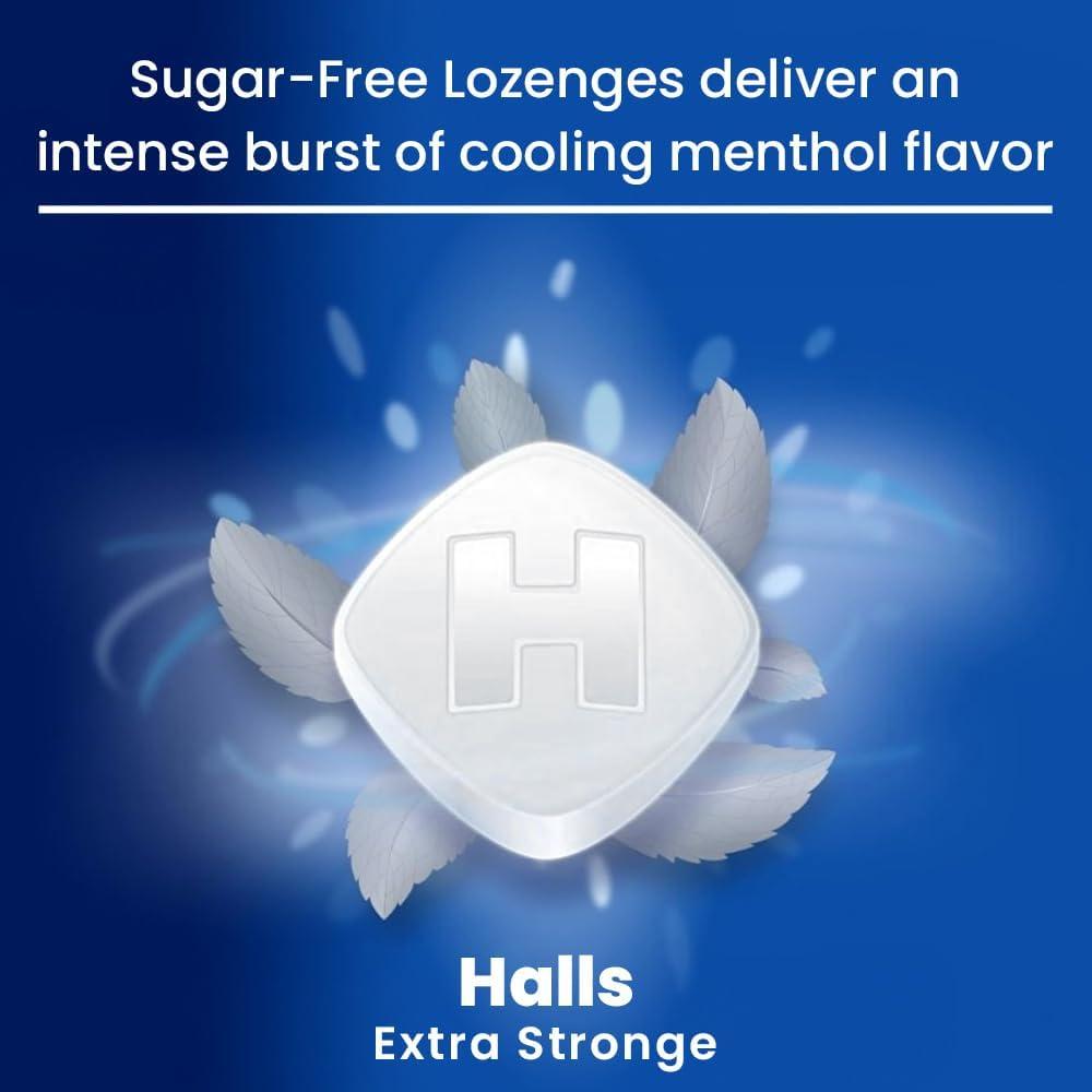 Halls Extra Strong Flavor Cough Relief Sugarfree Lozenges in Refreshing ...