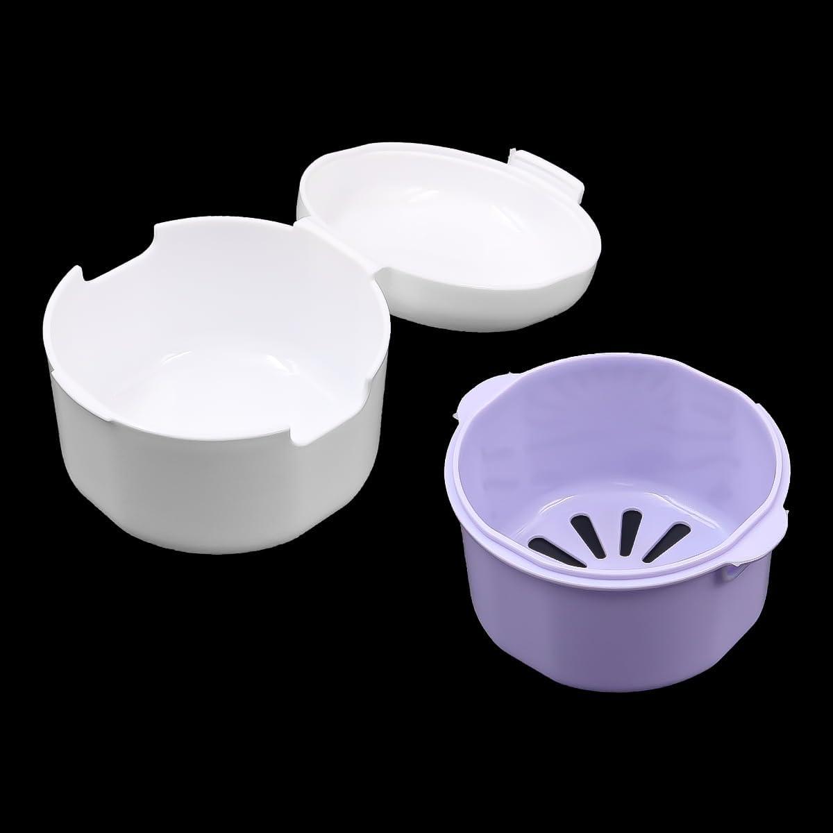 POFET Denture Soaking Bath with Strainer Basket | Travel-Friendly ...