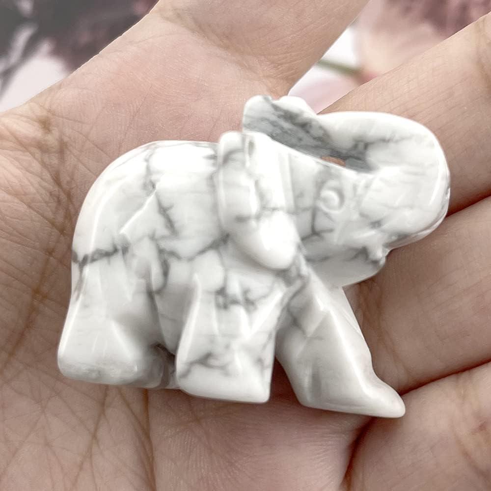 Ouubuuy Howlite Crystal Elephant Ornament Gemstone Elephant Crystals ...