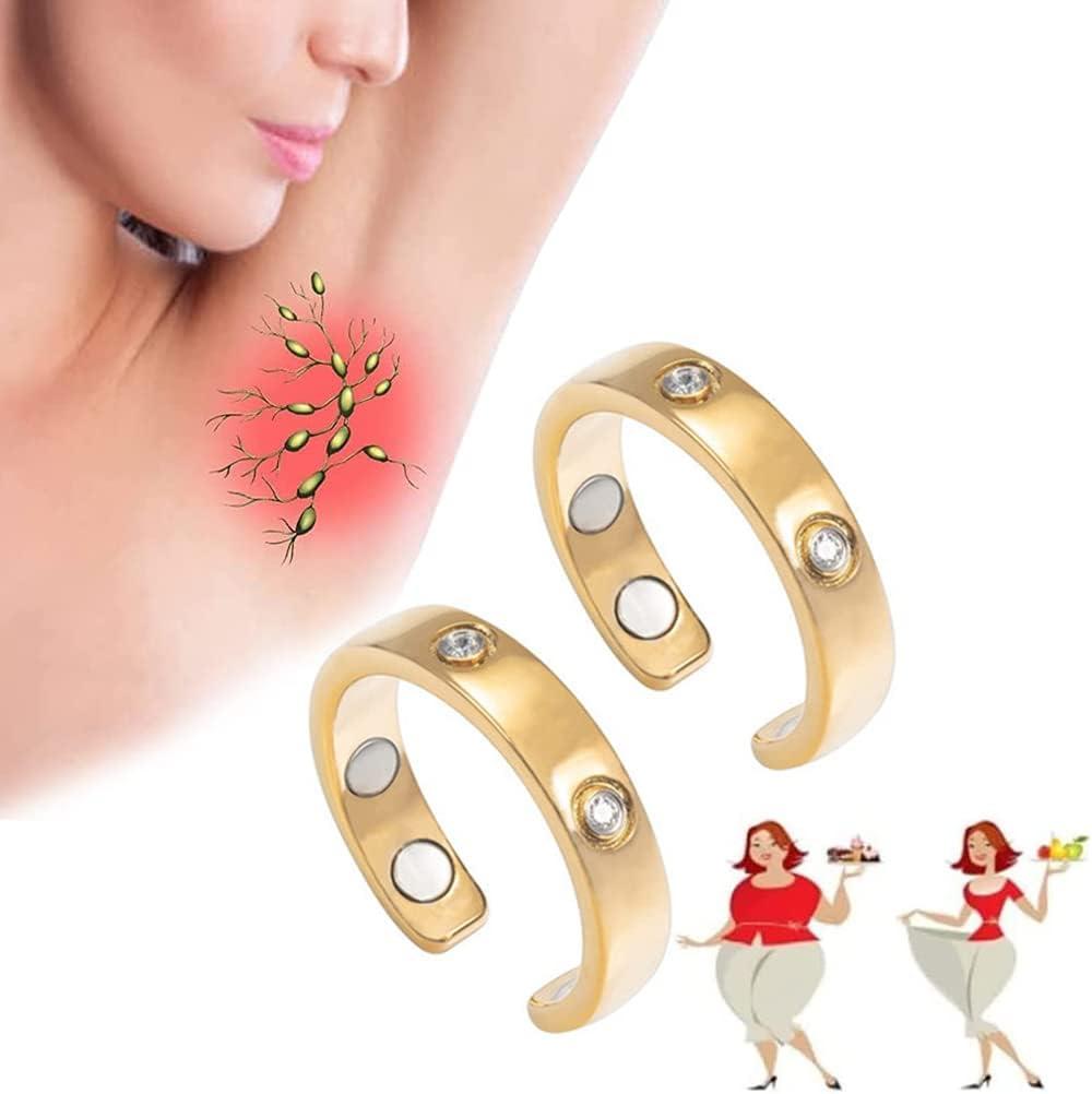 Asotagi Lymphatic Drainage Therapy Magnetic Rings - 2-Piece Open Finger ...