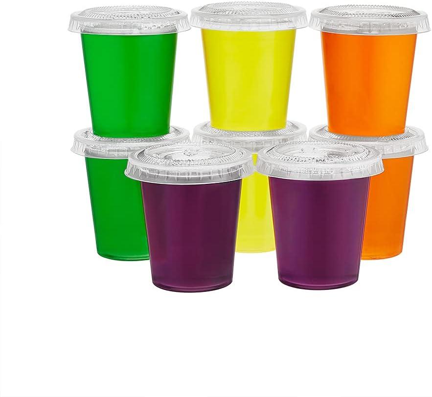 King Zak 1.5oz Disposable Mini Plastic Jello Shot Cups with Lids - 150 ...