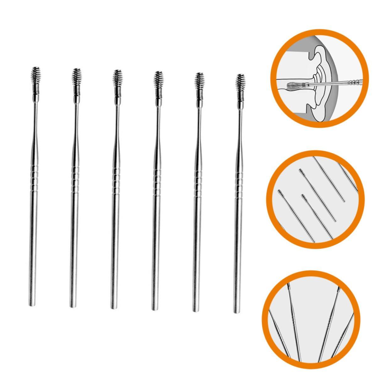 FRCOLOR 6pcs Stainless Steel Spiral Ear Pick Set - Earwax Removal Tool ...