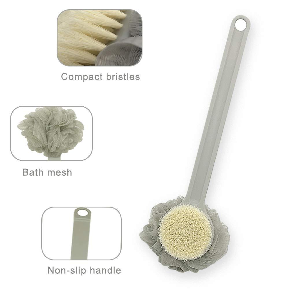Anzonn Double-sided Body Bath Brush with Loofah Sponge - Long Handle ...