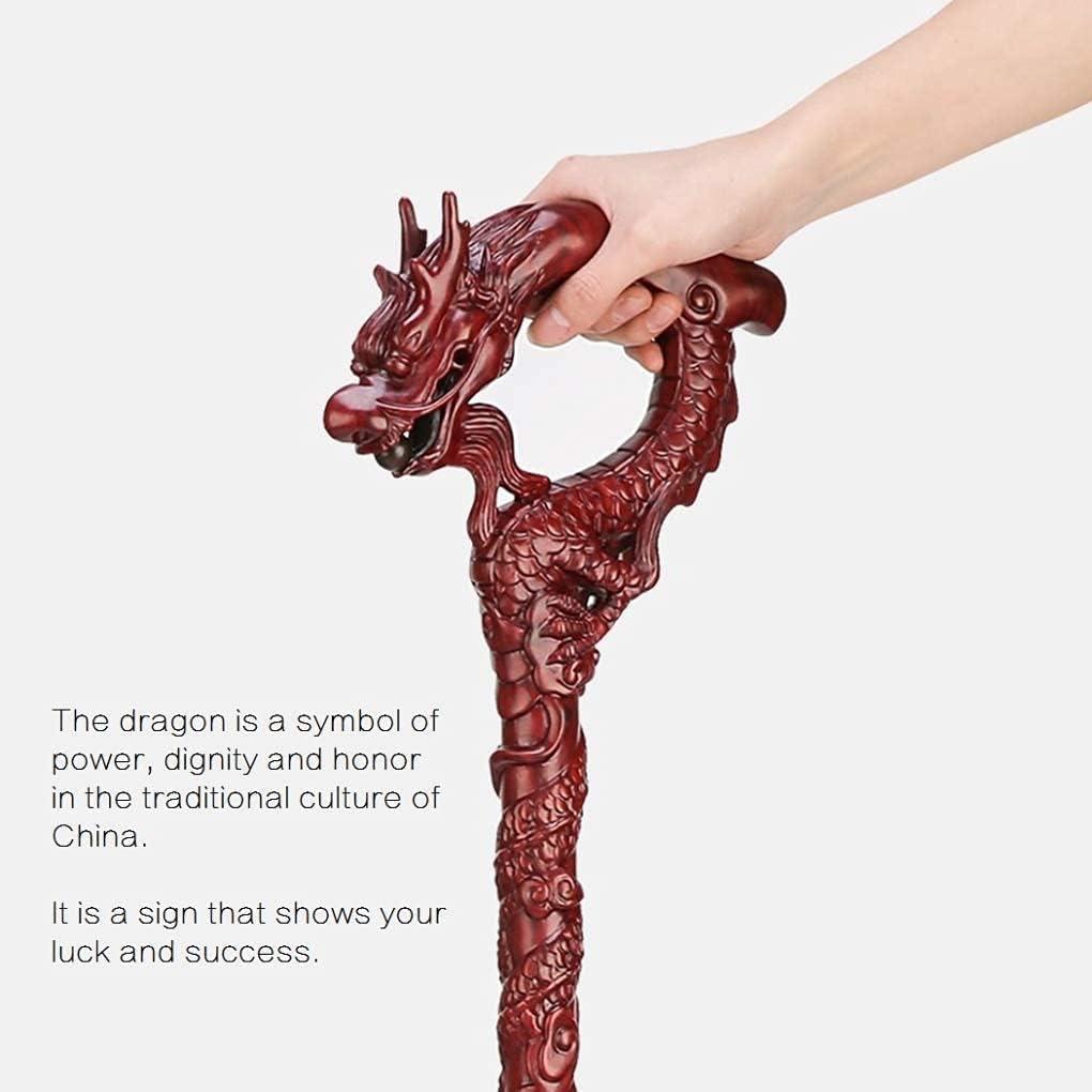 Canes Dragon Head Wooden Carved Walking Stick Solid Wood Traditional ...