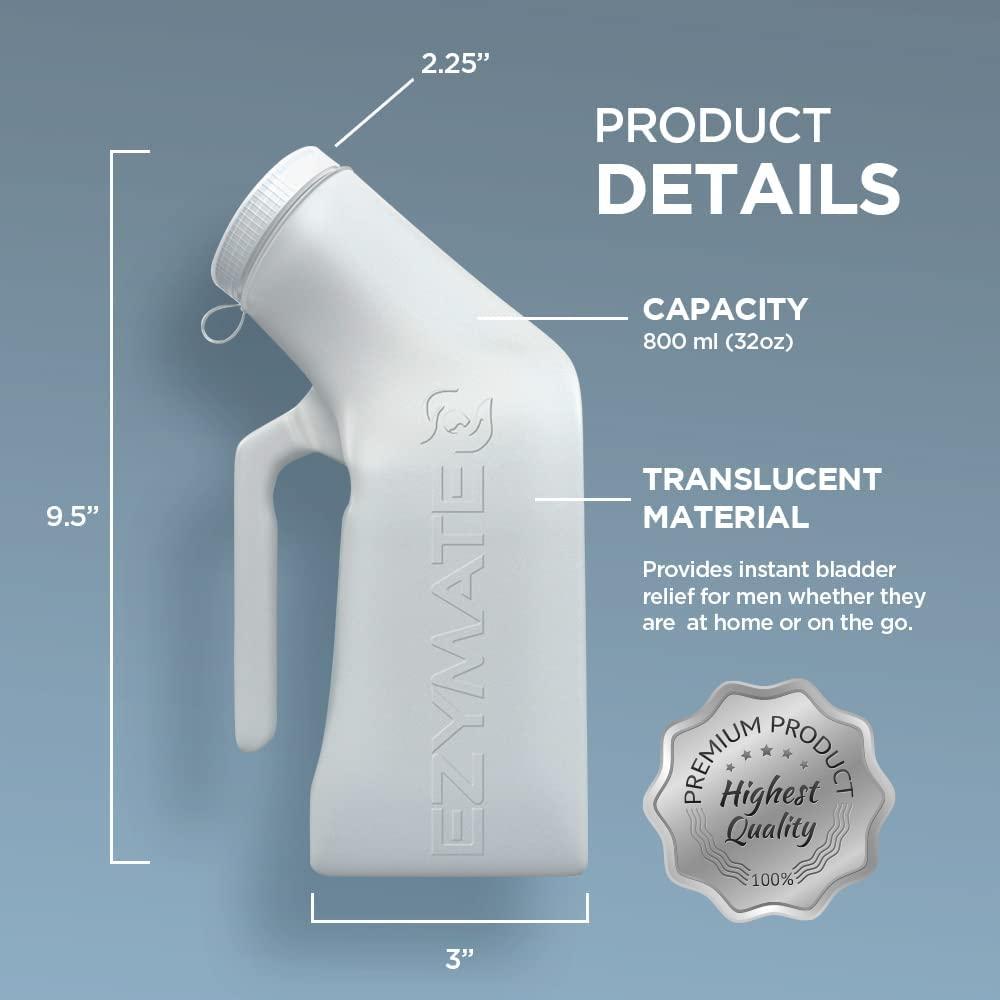 EZYMATE 1000ml Portable Urinal for Men | Spill Proof Male Urine Bottle ...
