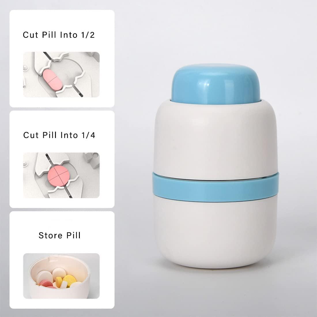 Safety Hidden Blade Pill Cutter & Storage - Split Small & Large Tablets ...