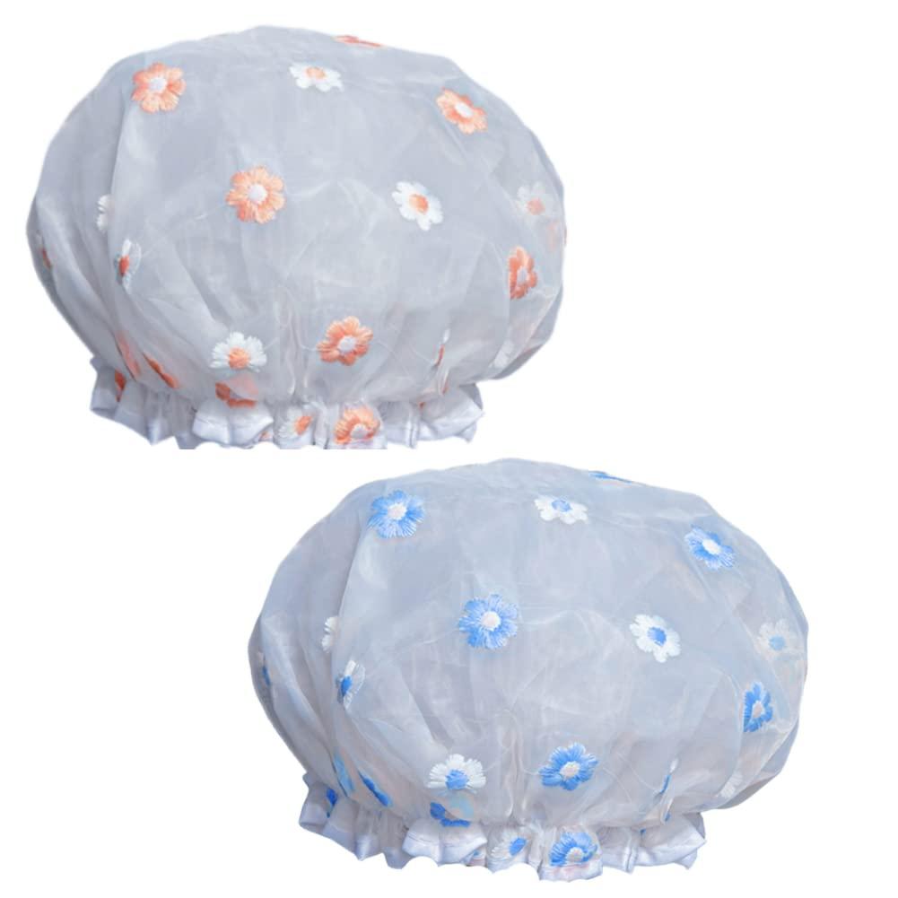 Double Layer Waterproof Reusable Shower Cap - Soft Comfortable PEVA ...