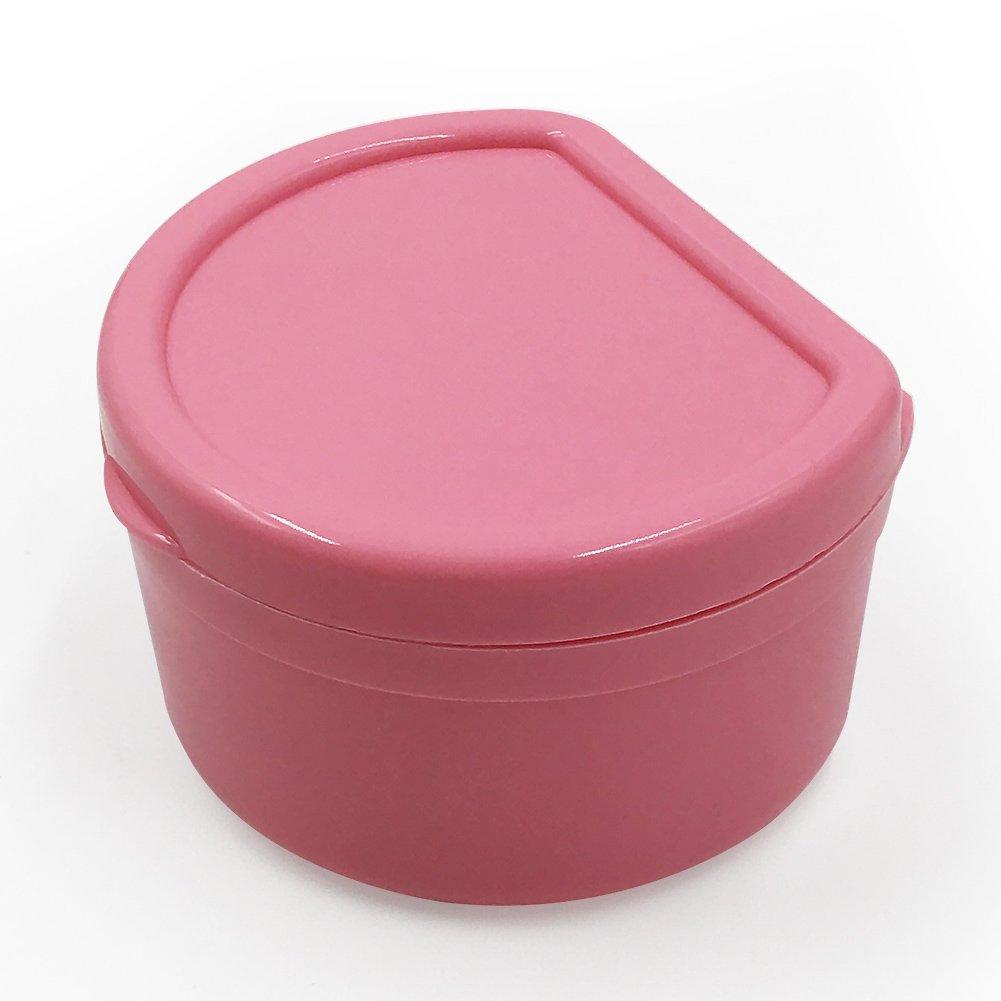 Denture Cup with Strainer & Brush Set - Pink Denture Retainer Case with ...