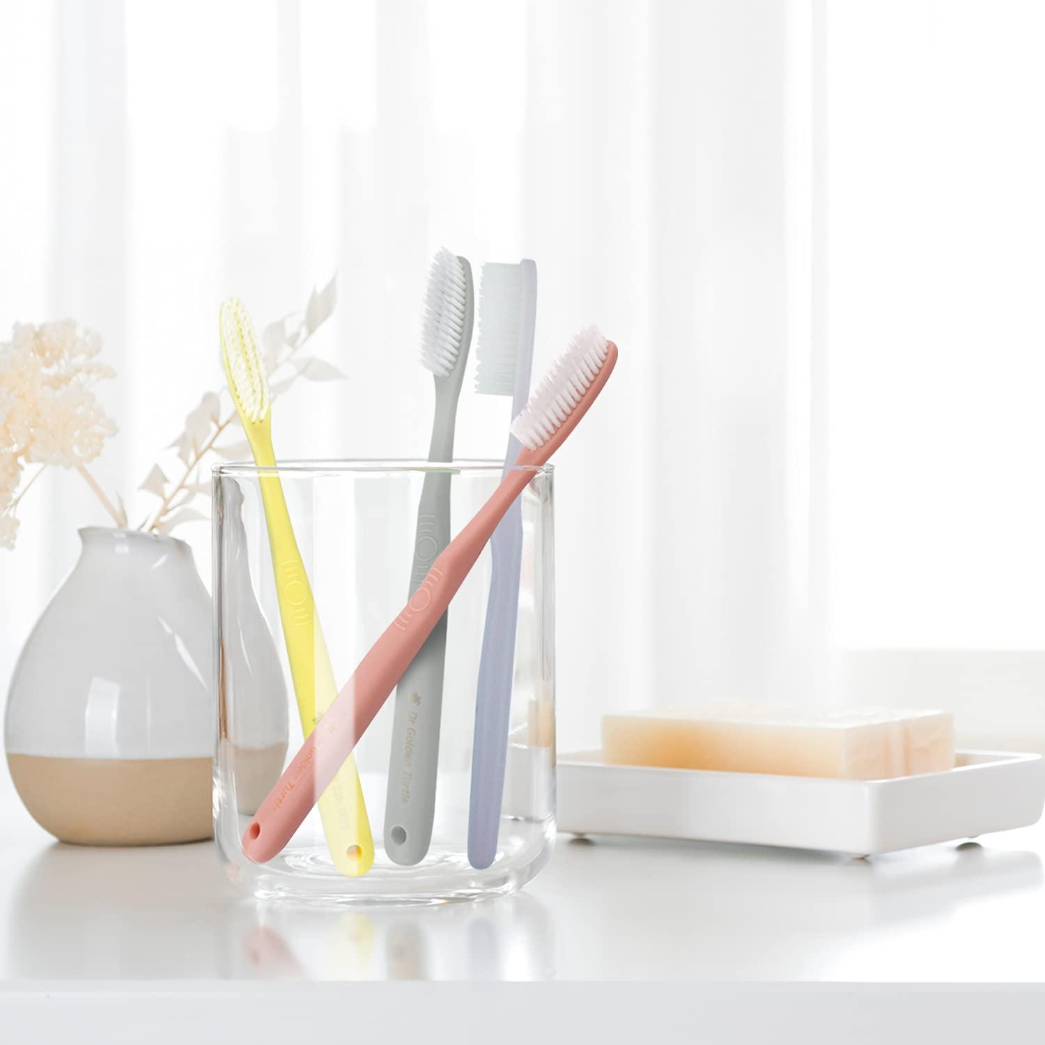 Dr.Golden Turtle Long Head Toothbrush 4-Pack | Dentist Designed ...