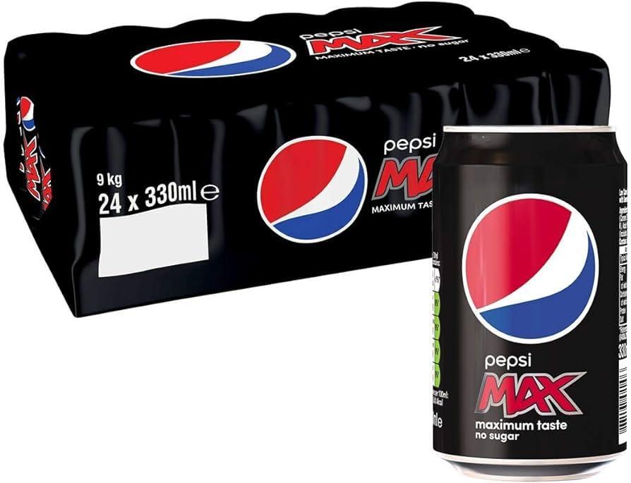 Pepsi Max No Sugar Cola Cans 24 x 330ml | Sugar-Free Carbonated Soft ...