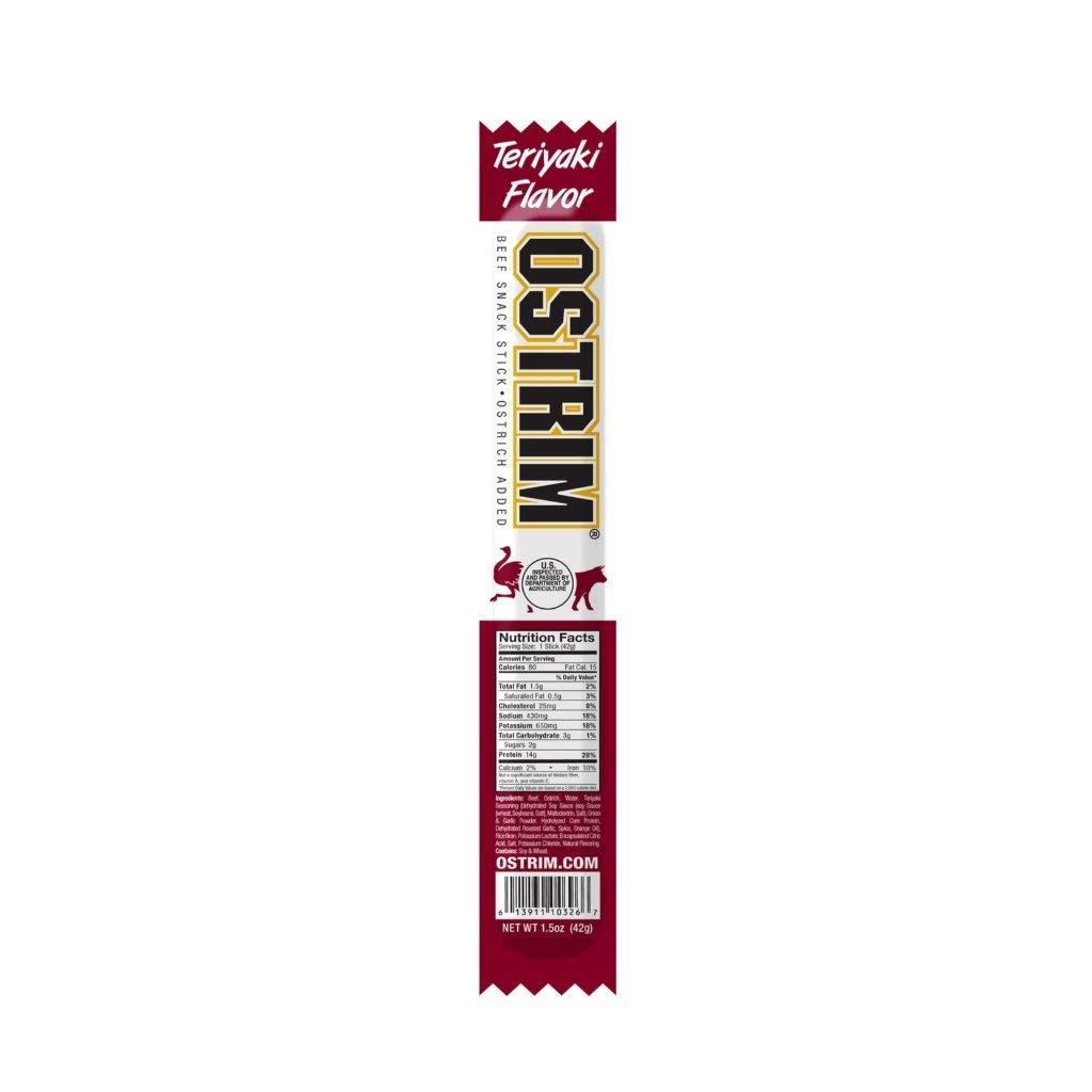 Ostrim Teriyaki Beef & Ostrich Jerky Snack Sticks 1.5 oz - Pack of 10 ...