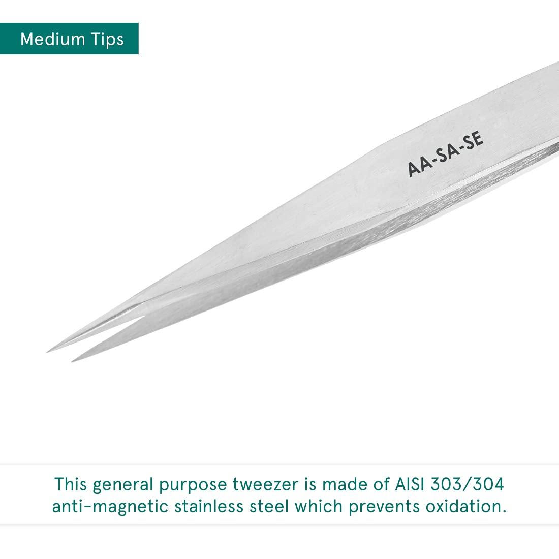 Excela Tweezer Medium Pointed Stainless Steel 5 - Precision Tweezers ...