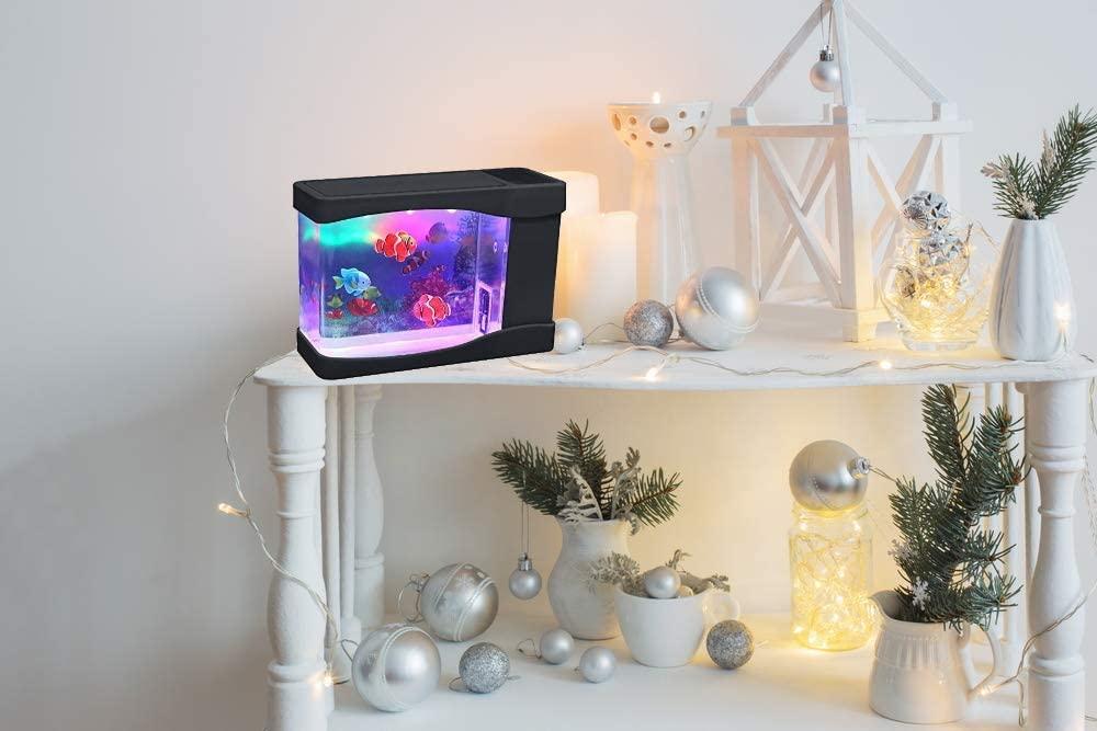 Lightahead Artificial Mini Aquarium - LED Multi Colored Fish Tank with ...