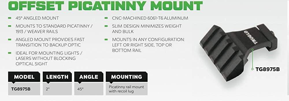 TRUGLO Offset Picatinny Riser Mount - Black | For Scopes & Dot Optics ...