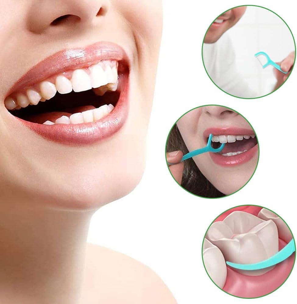 100 Pcs Disposable Dental Floss Picks - Mint Flavor - Portable ...