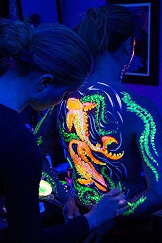 ILC UV Light Bodypainting Makeup 6 x 28ml - Fluorescent Neon Body Paint ...