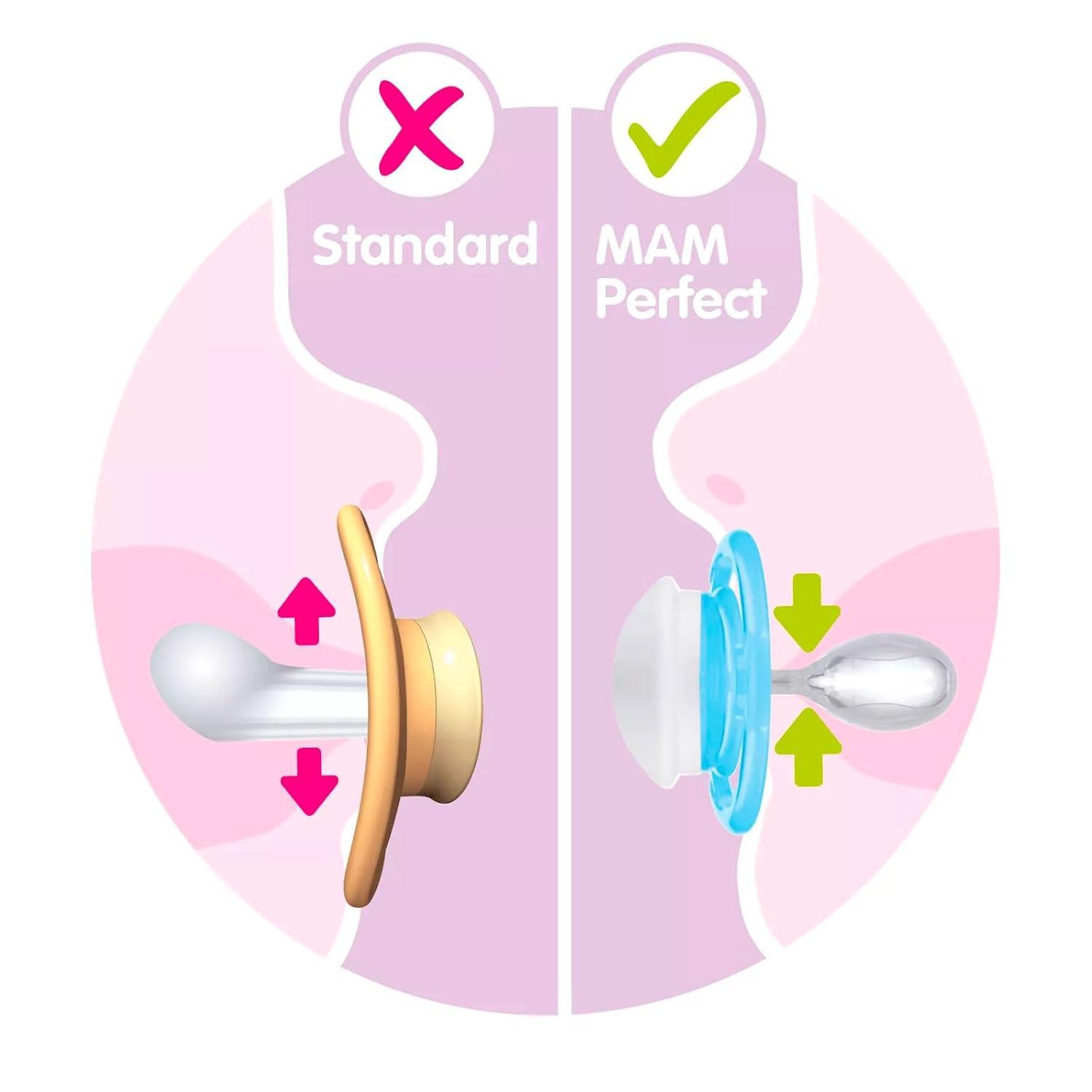 MAM Perfect Silicone Pacifier Set for Girls (6-16 Months) - 3 Pacifiers ...