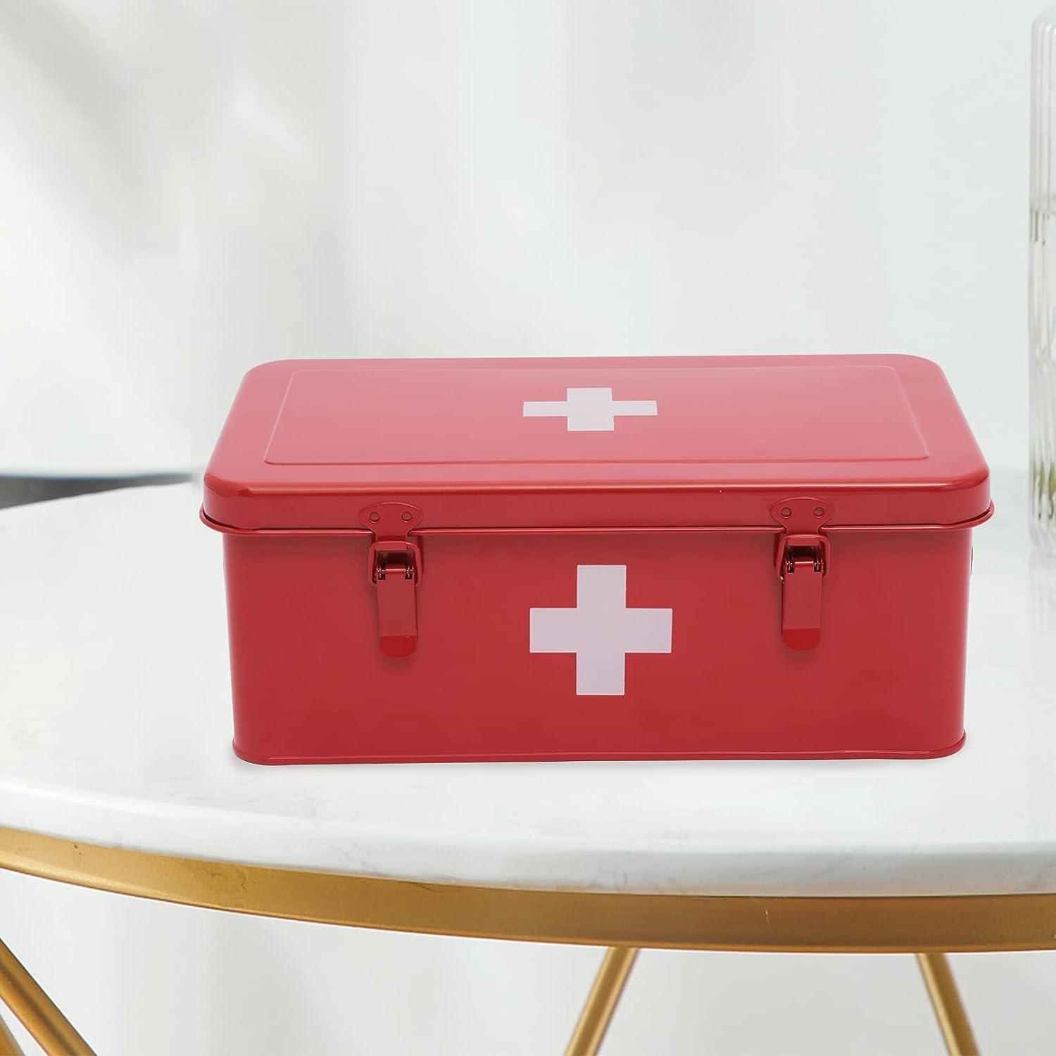 Xbopetda First Aid Medicine Box - Metal Storage Tin with Safety Lock ...
