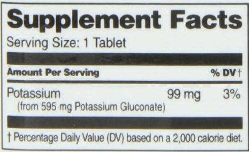 Potassium 99mg Supplement - 110 Tablets for Essential Electrolyte ...