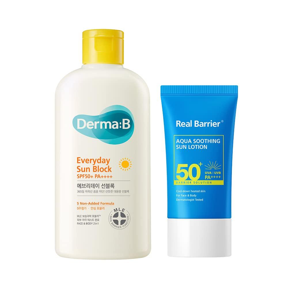 Derma B Everyday Sun Block and Real Barrier Aqua Sun Lotion Set | Buy ...