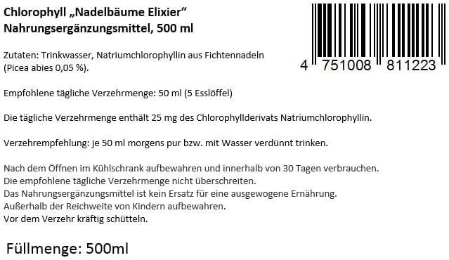 Buy Gamtos Lobynai Liquid Chlorophyll Conifer Elixir 500ml - Natural ...