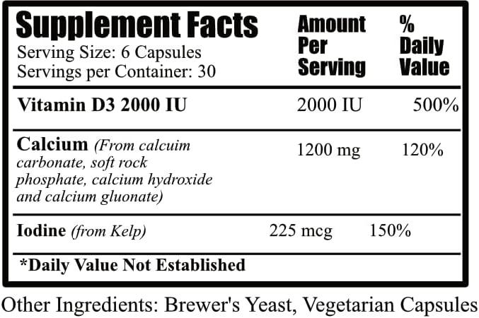 Daily's AlkaMin (Reams Inspired Calcium D3 & Iodine 180 Vegetarian ...