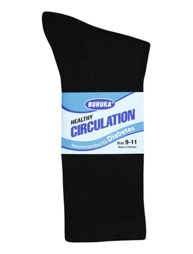 3 Pairs Men Diabetic Crew Socks 9-11 (Shoe sizes 8-10) - Black ...