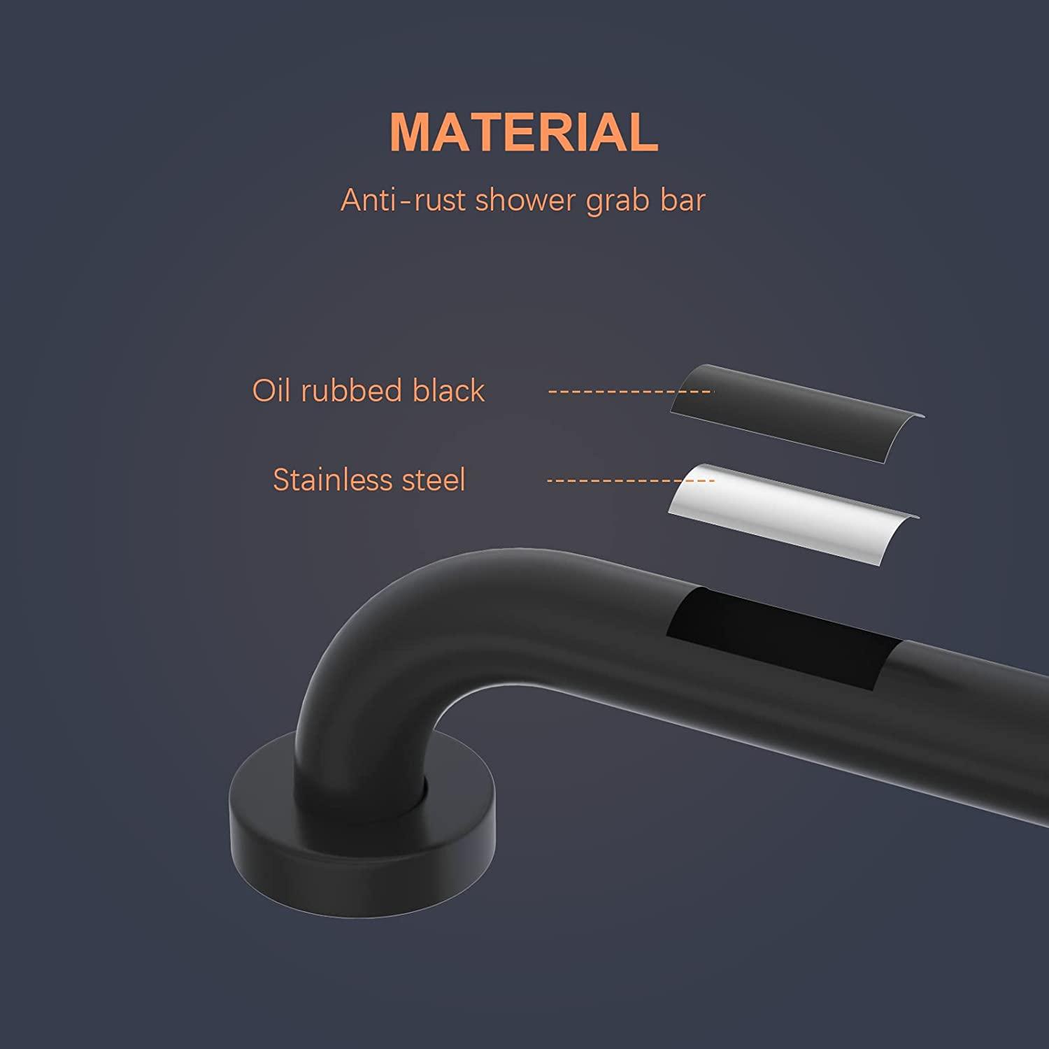 2 Pack 40 Inch Matte Black Stainless Steel Shower Grab Bar - Bathroom ...