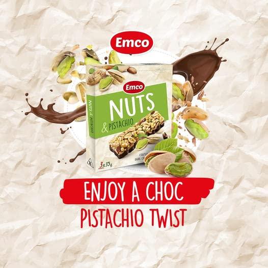 Emco Nut Bar Variety Pack - Gluten Free - Pistachio, Cashew, Honey & Cranberry - 20 Individually ...