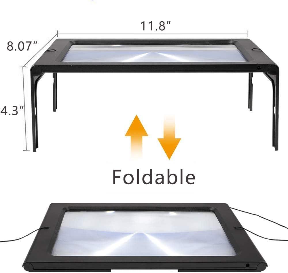 Full-Page Magnifying Glass Hands-Free Large Rectangular 2.5X Magnifier ...