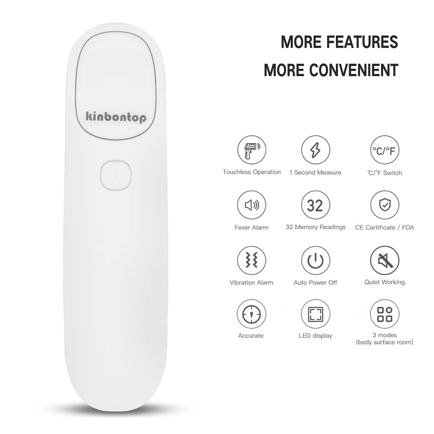 Kinbontop No-Touch Infrared Thermometer - LCD Screen, Memory Recall ...