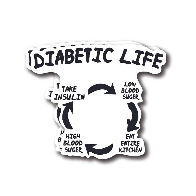 Diabetic Life Cycle Funny Humor Sticker 2-Pack | Premium Vinyl Bumper ...