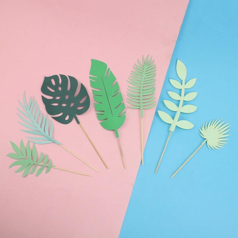 KIPTVO 13PCS Tropical Palm Leaves Cake Topper Tropical Leaves Cake ...