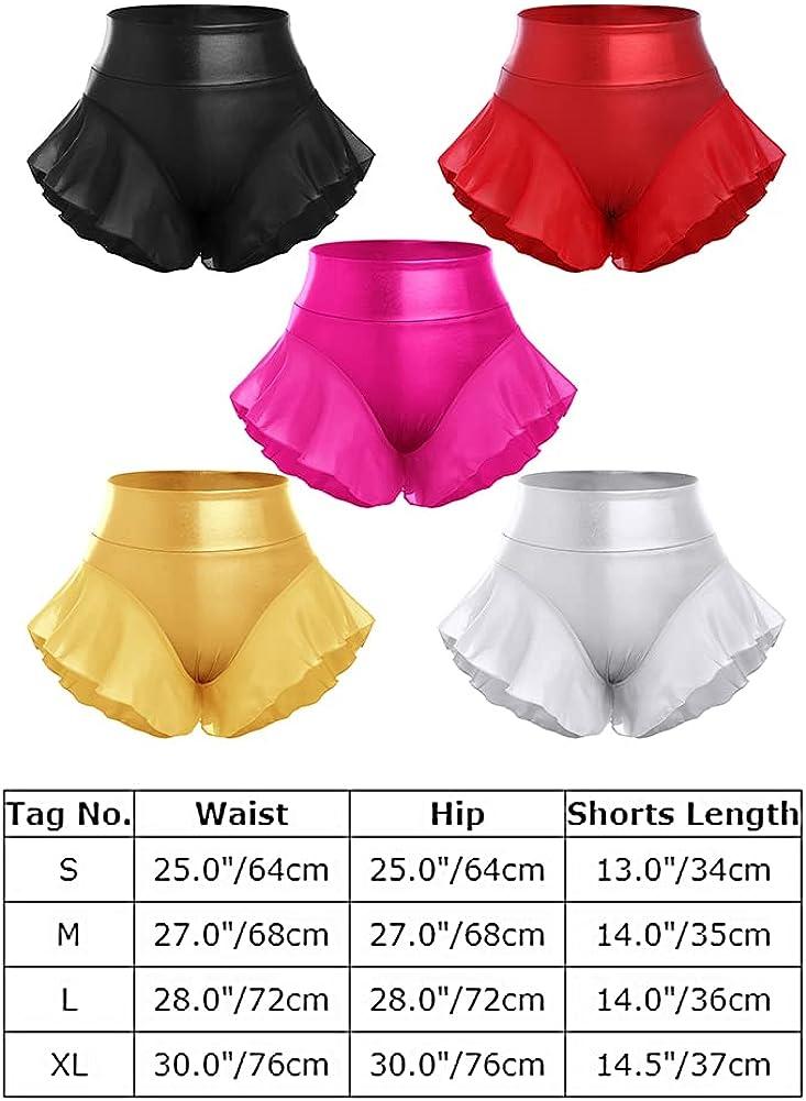 Women's Shiny Ruffle Dance Booty Shorts - High Waist Metallic Mini Hot ...