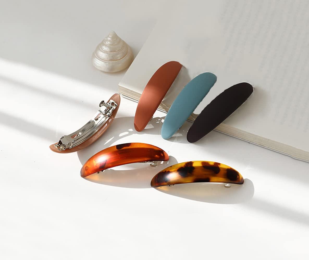 BeShiny 5 Pcs Large Hair Barrettes Matte Automatic Hair Clip Retro ...