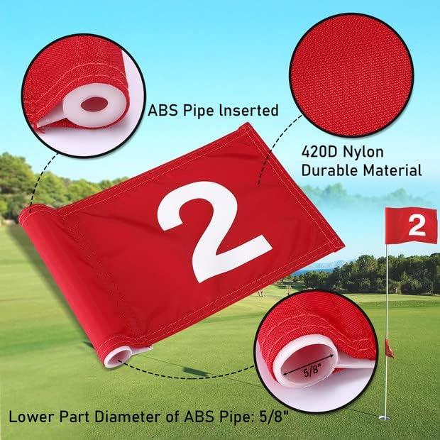 Tobwolf 4PCS Portable 15x22cm Golf Flags for Putting Green - 420D Nylon ...