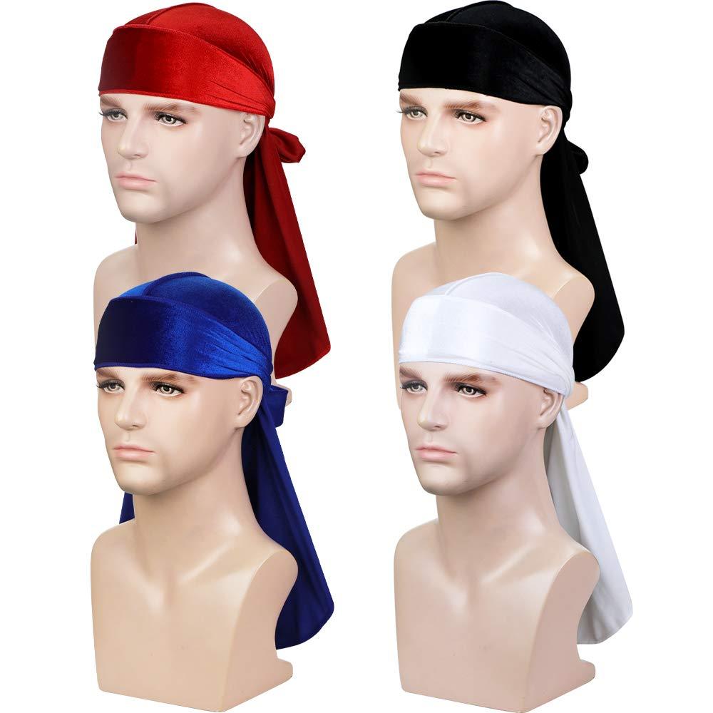 Premium Velvet Men Durags - 4 Pack Soft Headwraps for 360 Waves | Extra ...