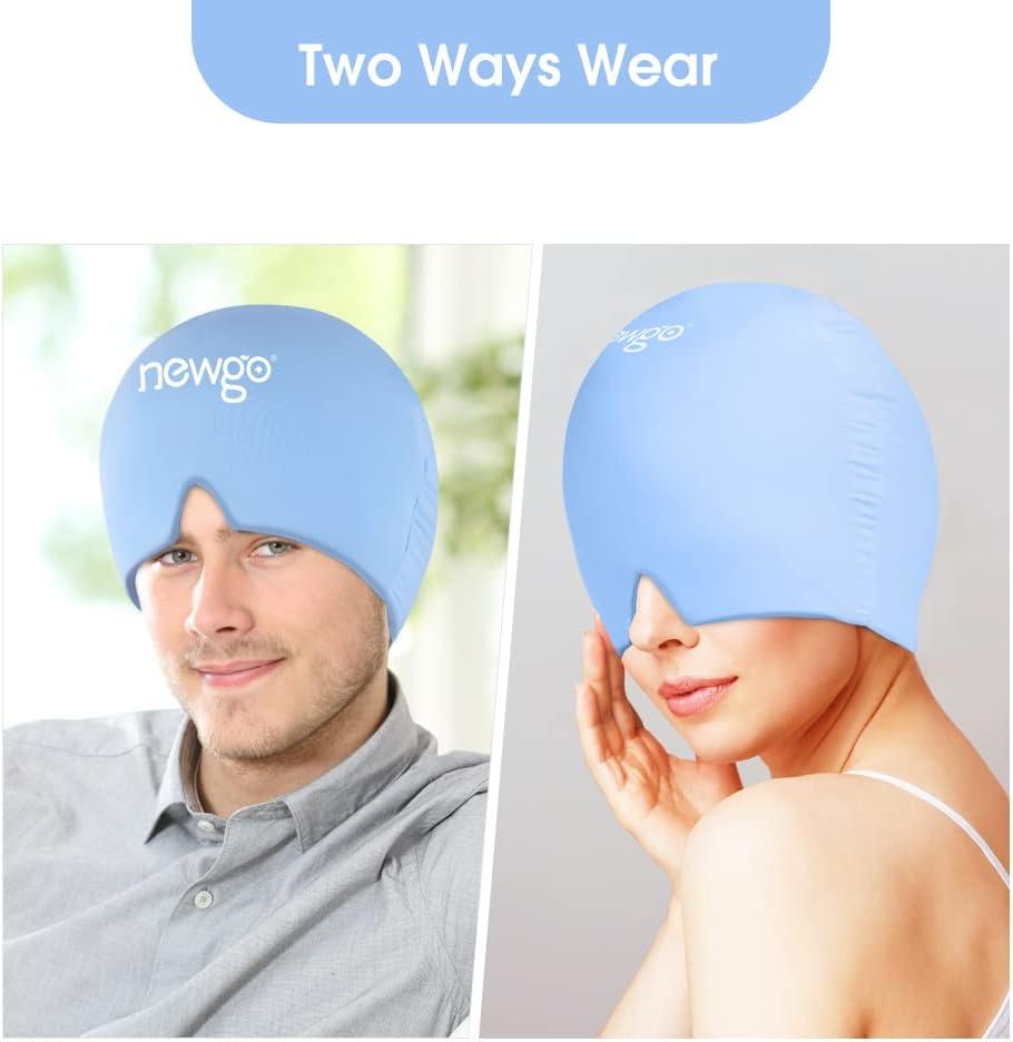 Newgo Migraine Mask & Cap | Full Coverage Ice Headache Relief Hat for ...