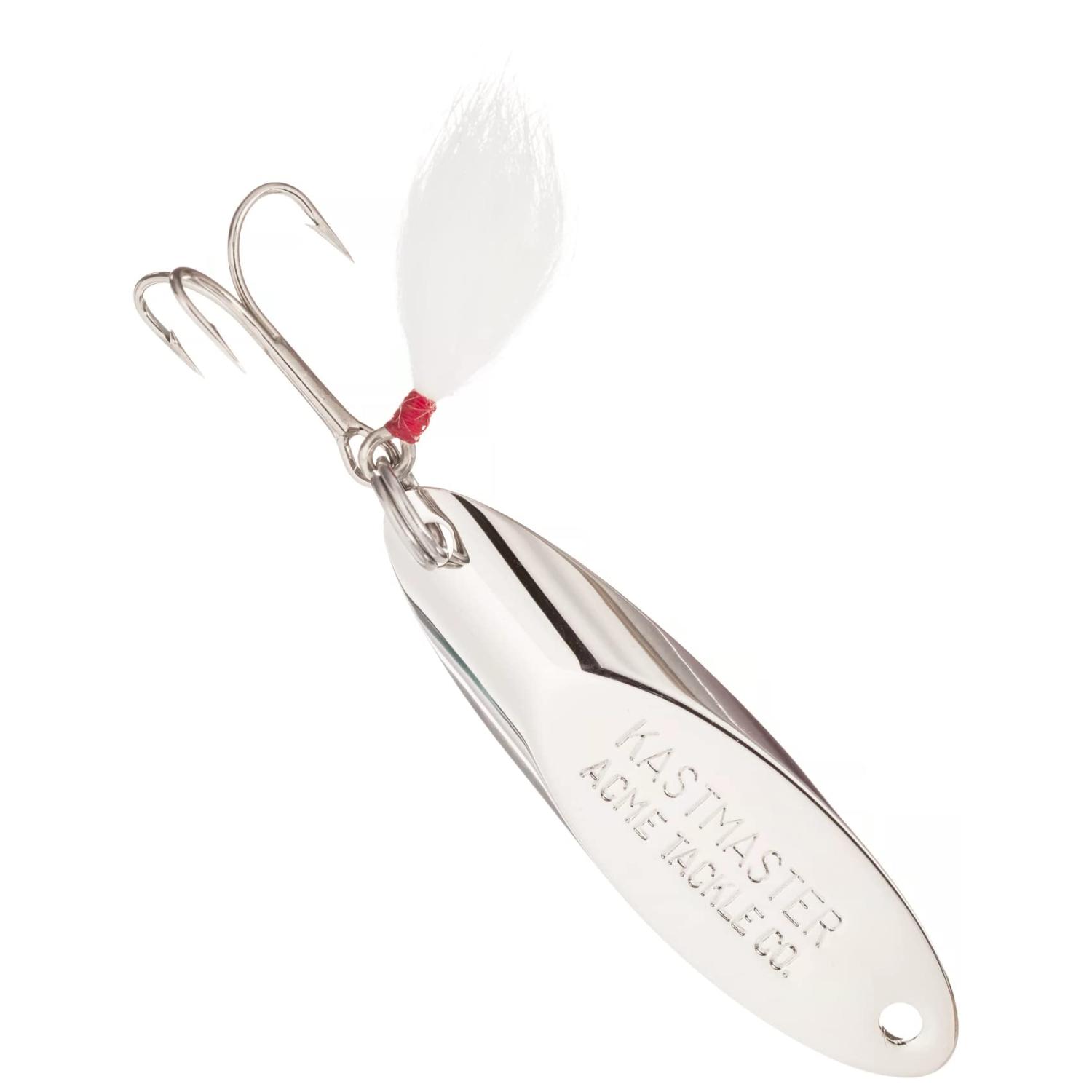 ACME Kastmaster 3/4 oz Chrome Lure with Bucktail Teaser and Treble Hook ...
