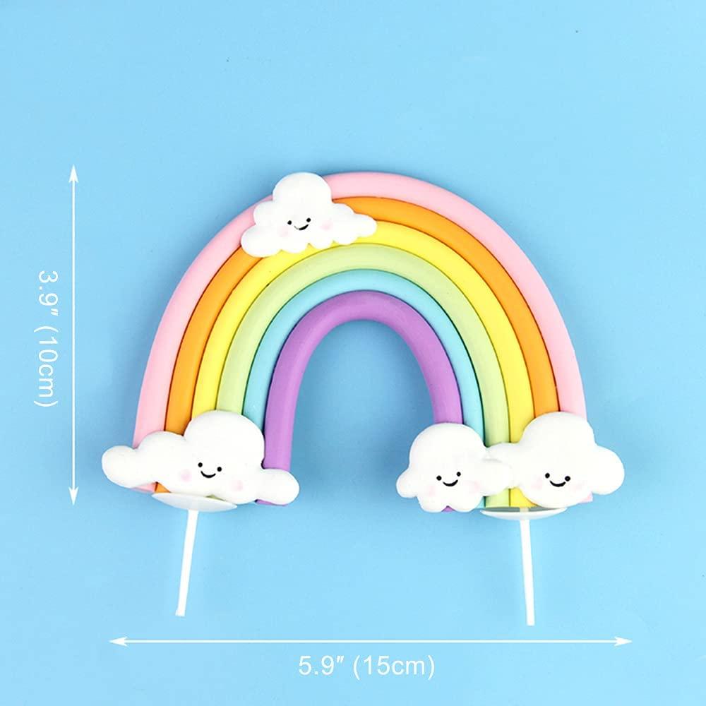 Rainbow Cloud Cake Topper - Colorful Soft Pottery Cupcake Decoration ...