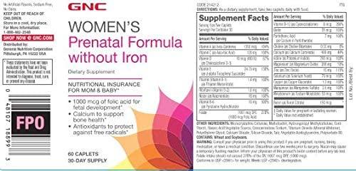 GNC Women's Prenatal Multivitamin Formula Without Iron | Support ...
