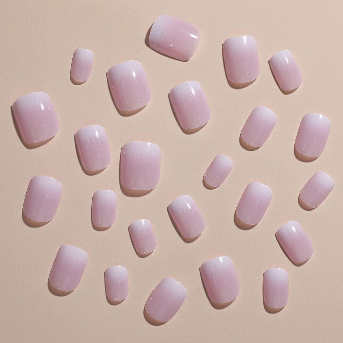 Justotry 24-Piece Beige Gradient Angular Press-On Nails | Glossy Short ...