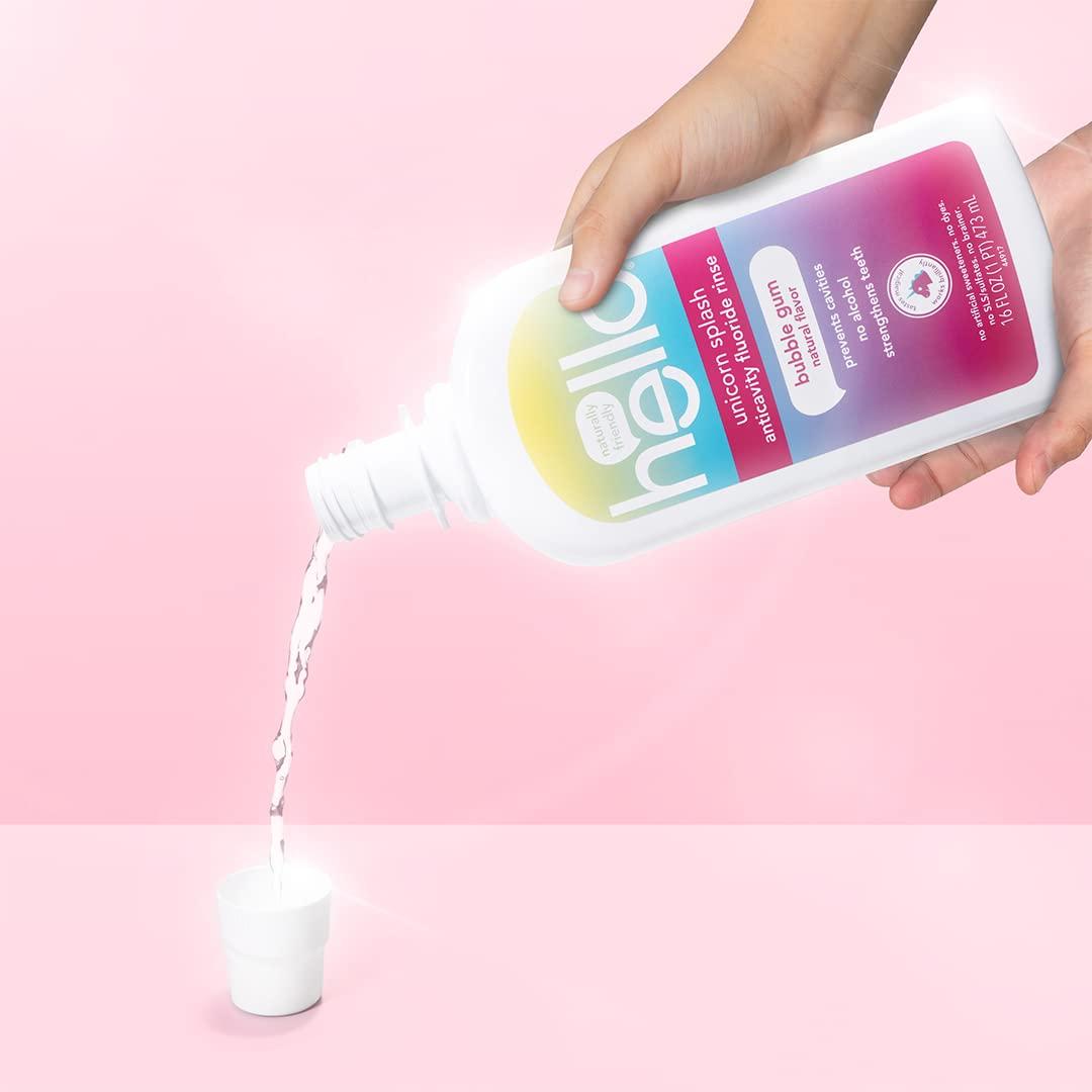 Hello Kids Mouthwash - Alcohol Free Unicorn Bubble Gum, Fluoride, Vegan ...