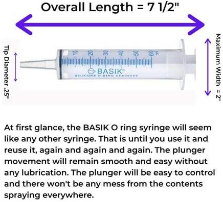 Basik Silicone O Ring Syringes 60cc Catheter Tip - 2 Pack | Reusable ...