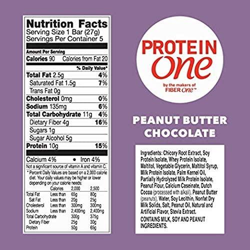 PROTEIN ONE 90 Calorie Protein Bar Peanut Butter Chocolate 4.8 oz (Pack ...