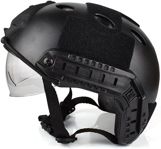CMAIR4U Airsoft PJ Tactical Fast Helmet with Visor Goggles - Black