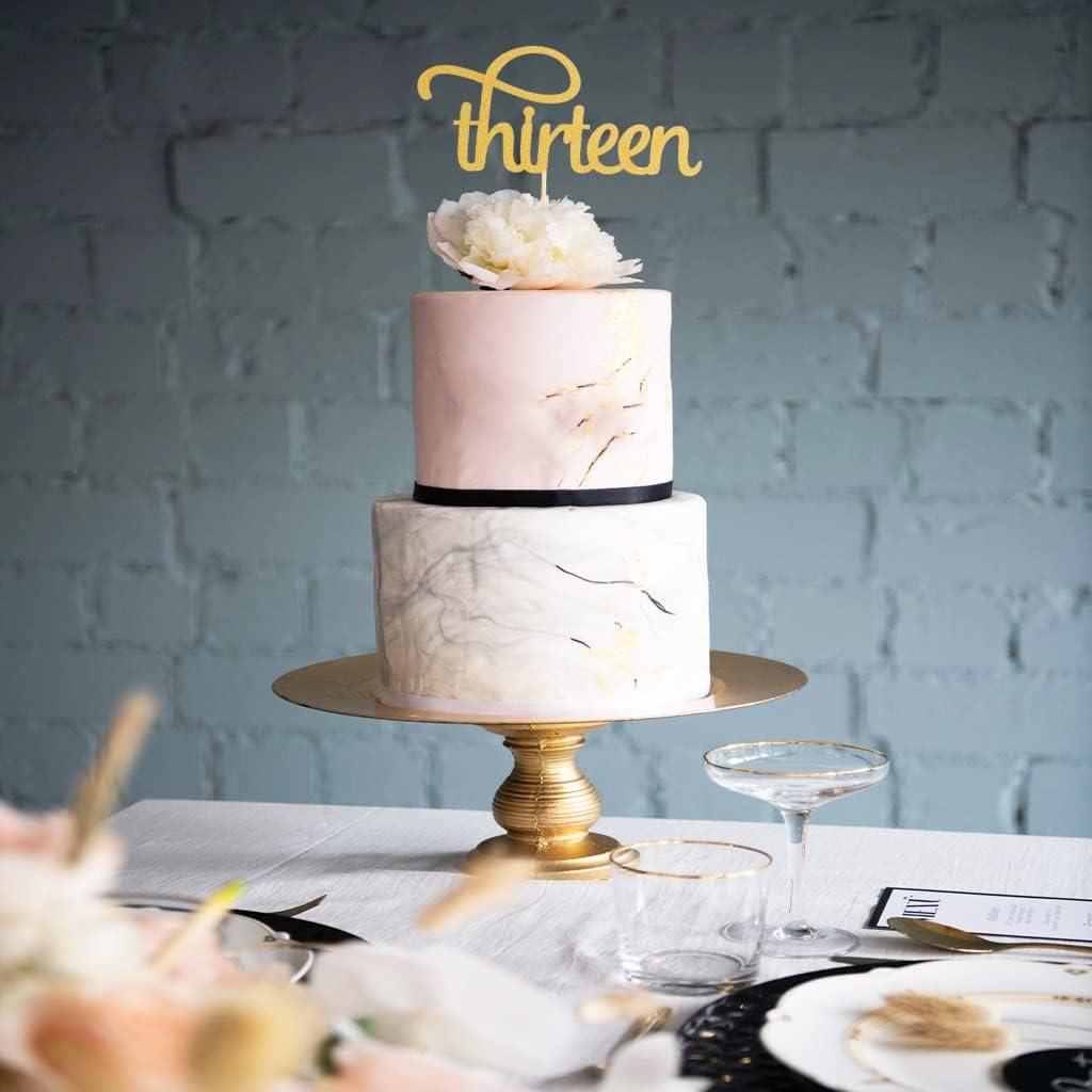 Gold Thirteen Birthday Cake Topper - Single-Side Gold Glitter 13th ...