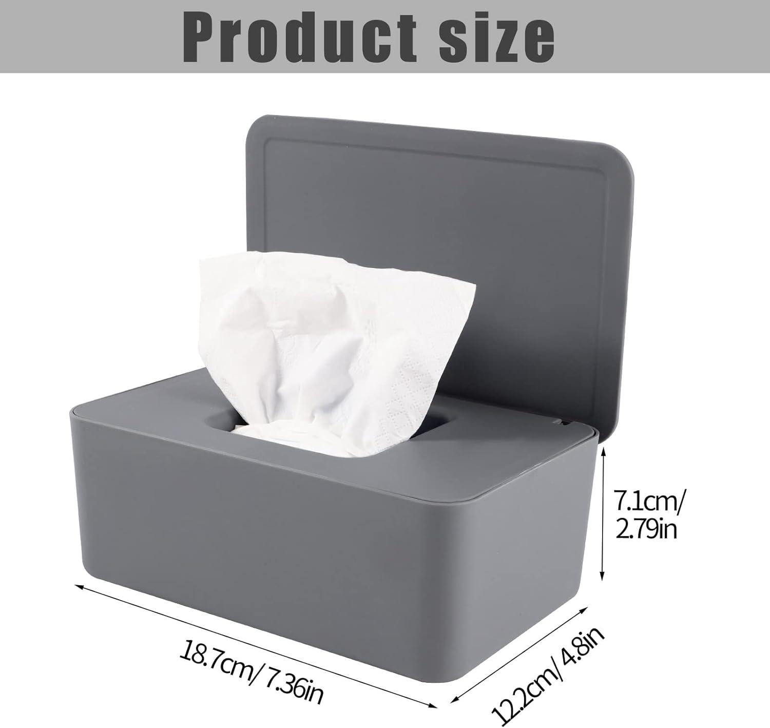 2PCS Wet Wipes Dispenser Box with Lid Seal - Gray+White | Reusable ...