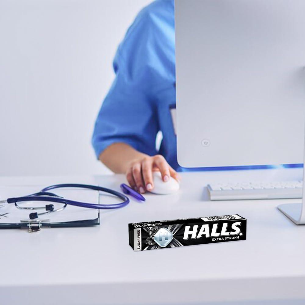 Halls Extra Strong Flavor Cough Relief Sugarfree Lozenges in Refreshing ...